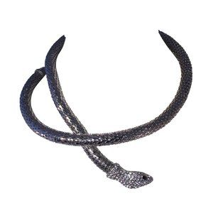 unbrand | Jewelry | Silver Tone Adjustable Rhinestone Snake Coil Neckl ...